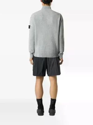 Stone Island High Neck Sweater With Button Placket - Grey