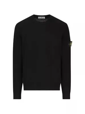 Stone Island Logo-patch Crew-neck Sweatshirt - Black