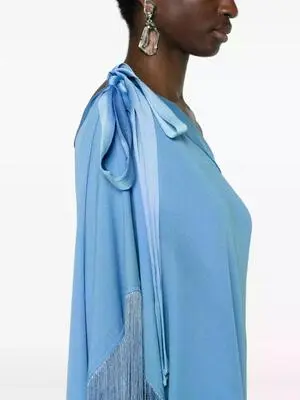 TALLER MARMO Maxi Kaftan Dress With Fringed Edge