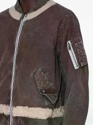 NOMARHYTHM Distressed-finish Zipped-sleeve Bomber Jacket
