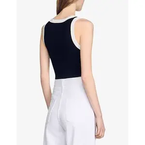 Sandro Scoop-neck Cropped Knitted Top