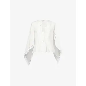 JW Anderson Draped-sleeve Lace-trim Cotton Top - White