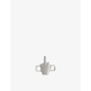 POUBEL Middle Finger Rhodium-plated Sterling-silver Enamelled Charm - Gray