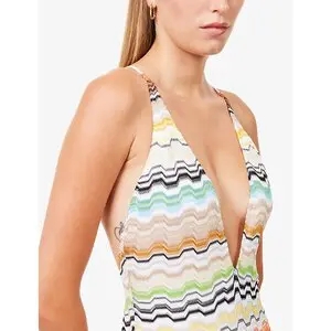Missoni V-neck Cross-back Knitted Swimsuit