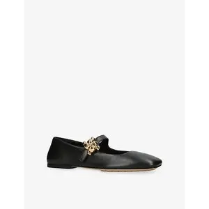 Bottega Veneta Lucy Leather Ballerina Flats - Black