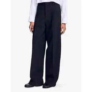 Sandro Pinstriped Wide-leg Woven Trousers