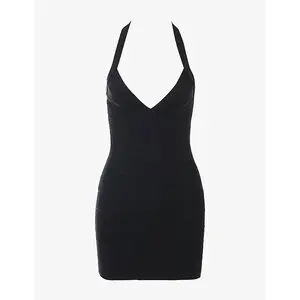 House Of Cb The Contour Halter-neck Stretch-woven Mini Dress - Black