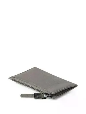 Brunello Cucinelli Grained Calfskin Card Case With Shiny Zipper Pull
