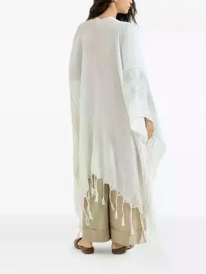 Brunello Cucinelli Linen Poncho With Broderie Anglaise