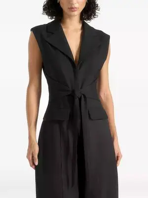 Manière De Voir Kira In Tie-waist Barrel-leg Tailored Jumpsuit - Black