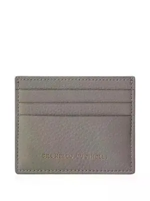 Brunello Cucinelli Grained Calfskin Card Case - Grey