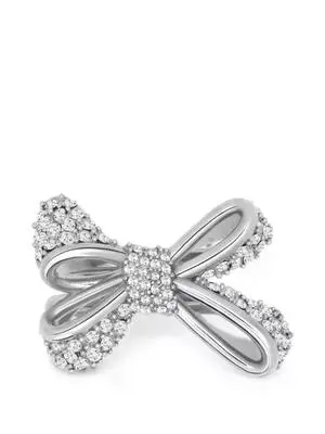 Oscar De La Renta Bow Crystal-embellished Ring - Silver