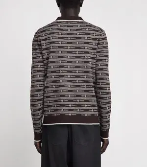 Casablanca Merino Logo Jacquard Polo Sweater - Brown