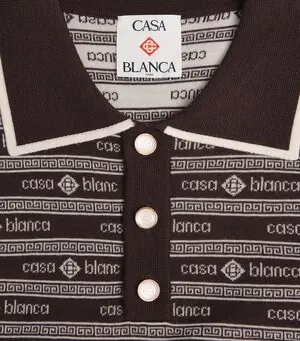 Casablanca Merino Logo Jacquard Polo Sweater - Brown