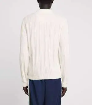 Casablanca Boucle Long-sleeve Polo Sweater