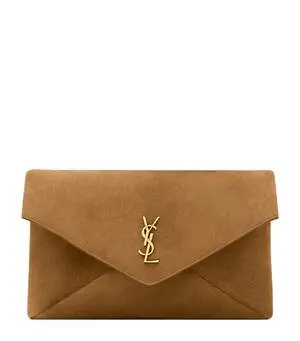 Saint Laurent Large Cassandre Envelope Pouch - Beige