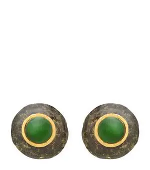 Saint Laurent Ceramic And Cabochon Earrings - Black