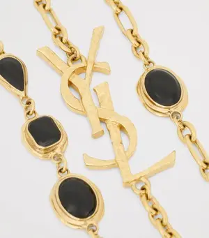 Saint Laurent Enamelled Cabochon Cassandre Chain Necklace