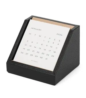 Smythson Leather Desk Calendar - Black