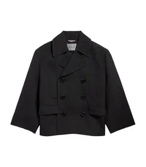 Balenciaga Wool Double-breasted Peacoat - Black