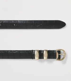 Sandro Croc-embossed Leather Buckle Belt