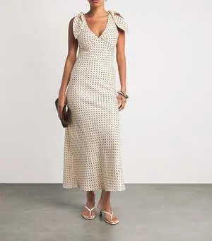 Faithfull The Brand Solana Linen Polka-dot Maxi Dress