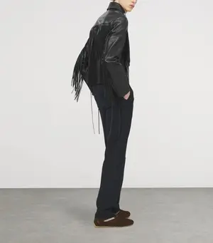 Alexander McQueen Leather Fringed Jacket