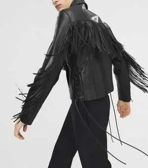 Alexander McQueen Leather Fringed Jacket