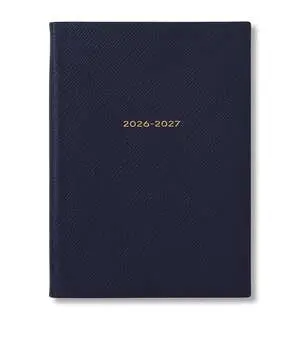 Smythson Leather Soho Weekly Diary 2026-2027 - Navy
