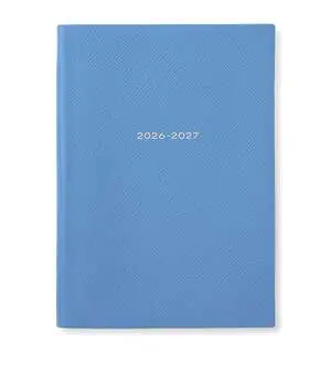 Smythson Leather Soho Weekly Diary 2026-2027 - Blue