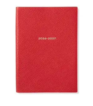 Smythson Leather Soho Weekly Diary 2026-2027 - Red