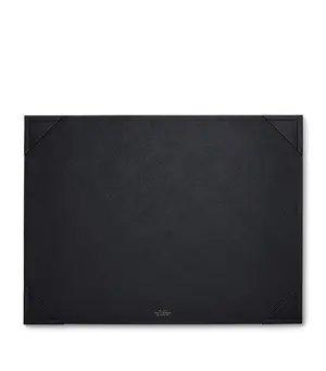 Smythson Large Leather Desk Mat - Black