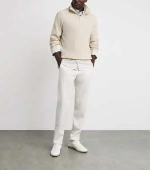 John Smedley Ryker Recycled Cashmere-wool Quarter-zip Sweater - Beige