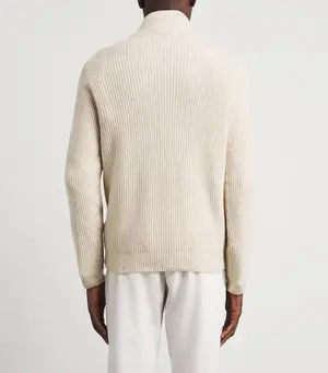 John Smedley Ryker Recycled Cashmere-wool Quarter-zip Sweater - Beige