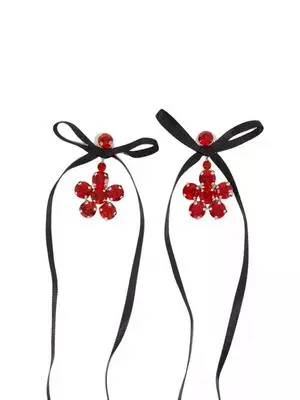 Simone Rocha Crystal Embellished Daisy Bow Drop Earrings