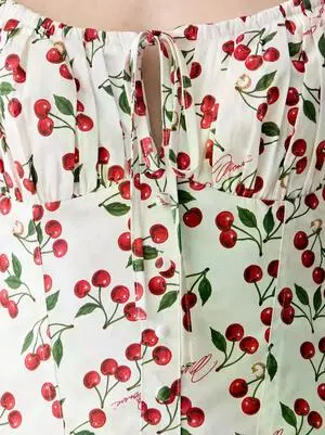 Guess Cherry Print Gathered Top With Adjustable Straps