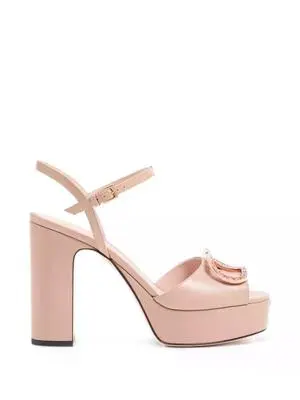 Valentino Garavani Calfskin Platform Sandals With Vlogo Signature Embellishment - Pink