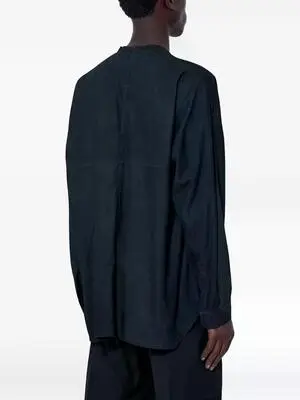 Rick Owens Lido Larry V-neck Leather Shirt