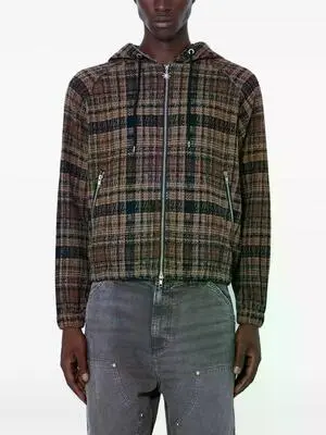 BOTT Checked Zip-up Hoodie - Brown