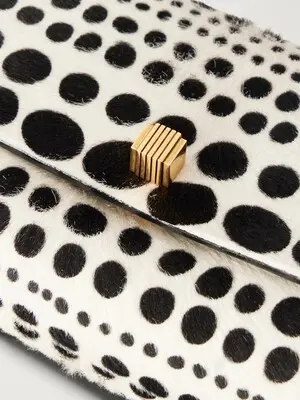 Khaite Audrey Polka-dot Calf Hair Clutch Bag - Black