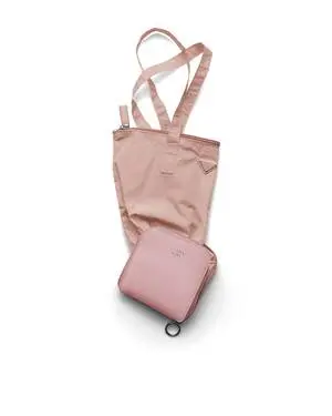 Prada Saffiano Leather Pendant With Re-nylon Tote Bag - Peach