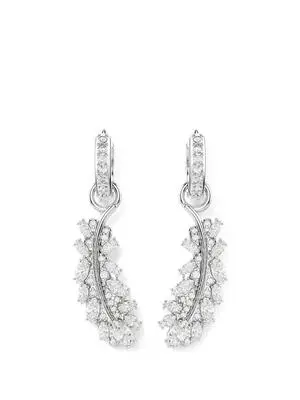 SWAROVSKI Crystal-embellished Leaf-pendant Earrings - Silver