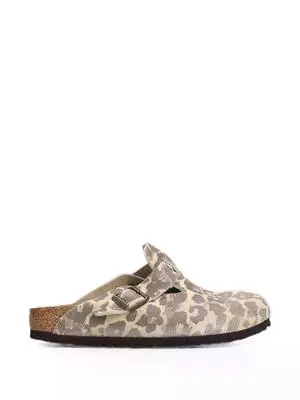 BIRKENSTOCK Boston Animalier-print Suede Mules - Neutrals