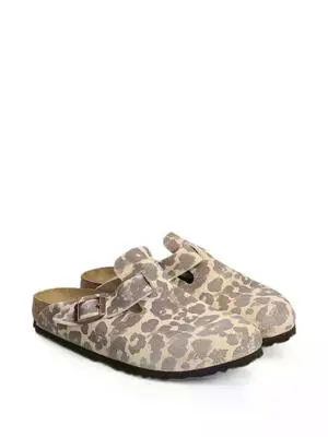 BIRKENSTOCK Boston Animalier Print Suede Mules