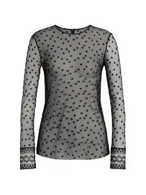 Alberta Ferretti Floral-embroidered Mesh Top - Black