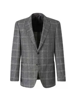 Canali Check-pattern Single-breasted Blazer - Grey