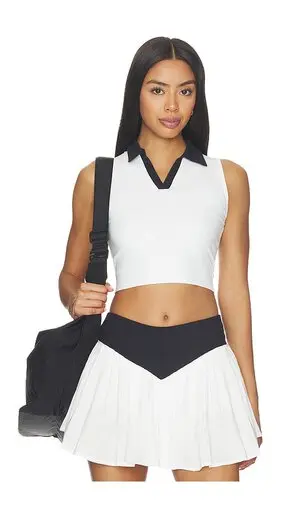 NUBYEN Unshaken V-neck Polo Crop Top - White