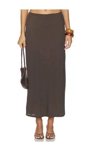 LESET Milo Midi Skirt In . Also - Brown