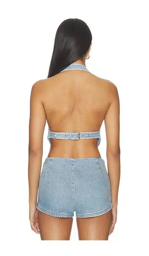 Retrofete Amelisse Denim Halter Top