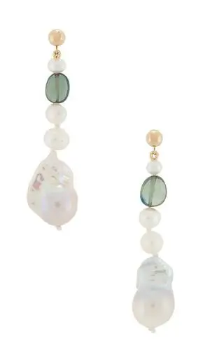 LOREN STEWART Poet Pearl Earrings - Green